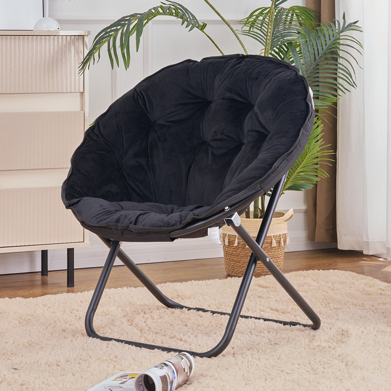 Saucer Chair Saucer Chair For Adults Papasan Folding Moon Chair Large Saucer UFO Chair With Collapsible Metal Frame Fuzzy Foldable Dish Seat For
